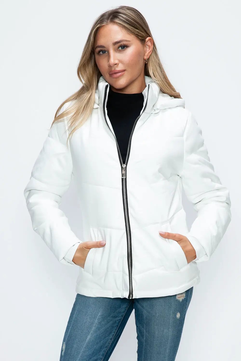 How Dare U Pocketed Zip Up Puffer Jacket with Removable Hood – AMIClubwear