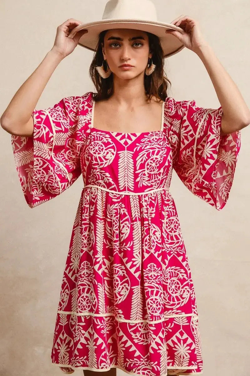 BiBi Aztec Woven Printed Contrast Binding Dress – AMIClubwear