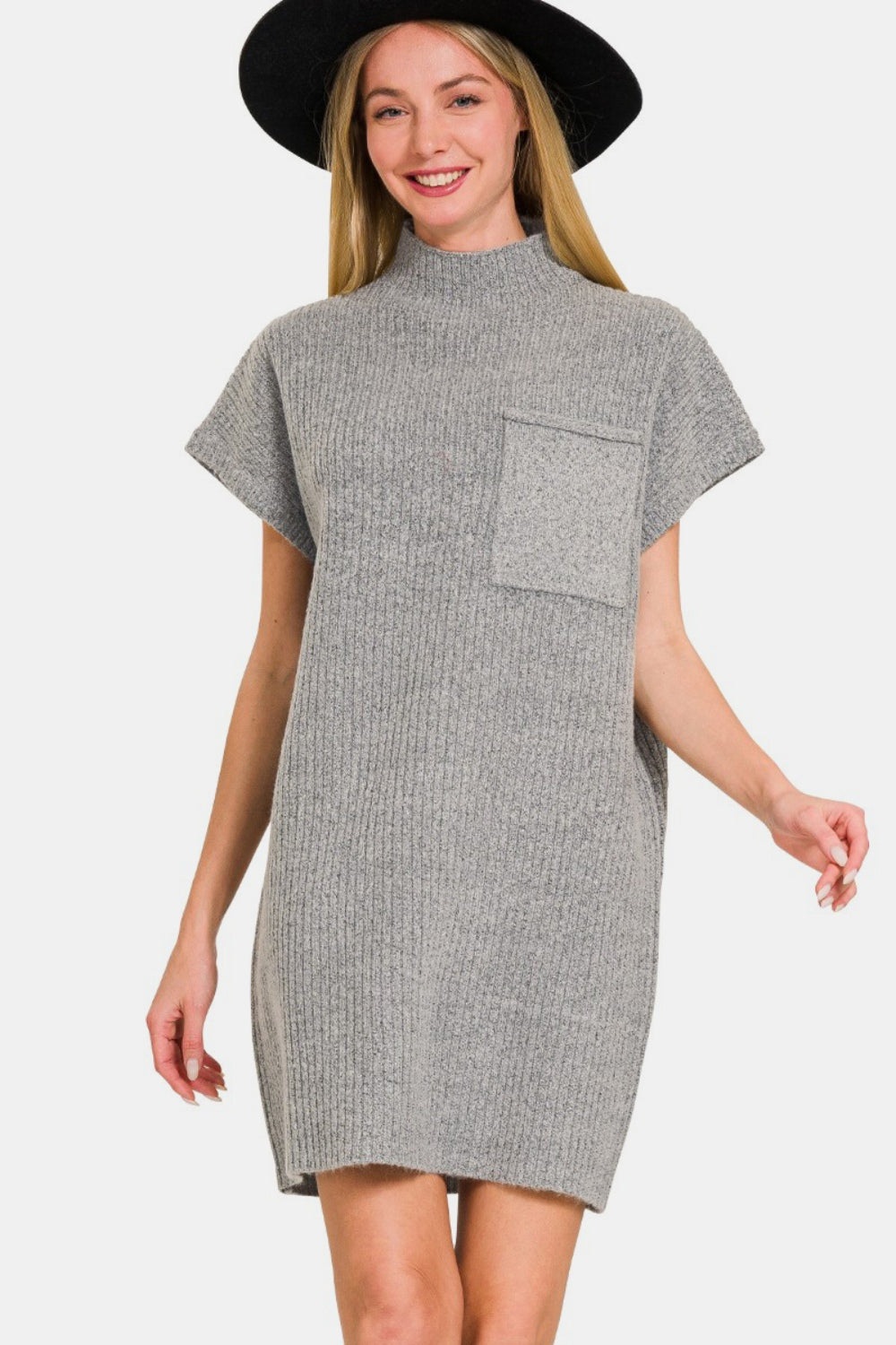 Zenana Short Sleeve Sweater Mini Dress – AMIClubwear