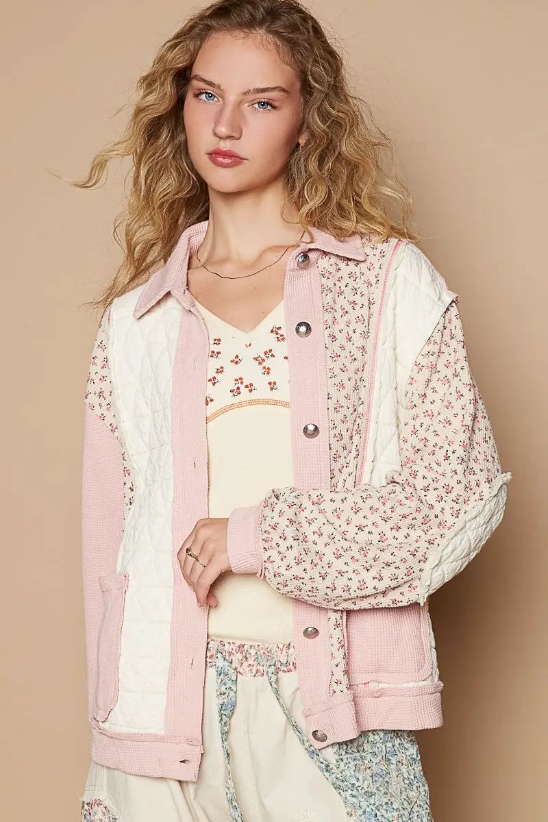 POL Floral Exposed Seam Button Up Quilted Jacket – AMIClubwear