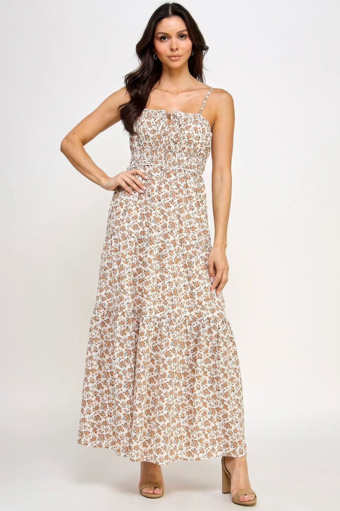 Floral Smocked Ruffle Maxi Dress – AMIClubwear