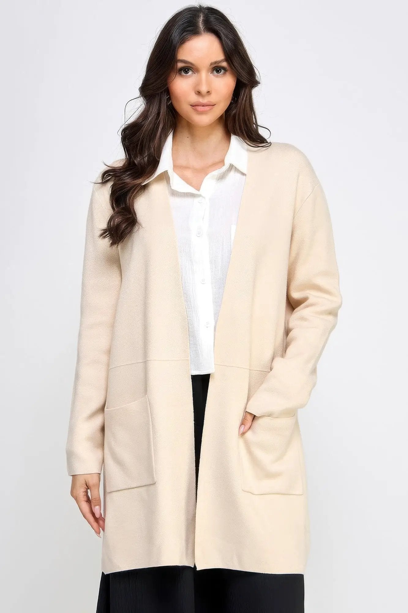 Basic Soft Long Line Open Front Sweater Cardigan – AMIClubwear