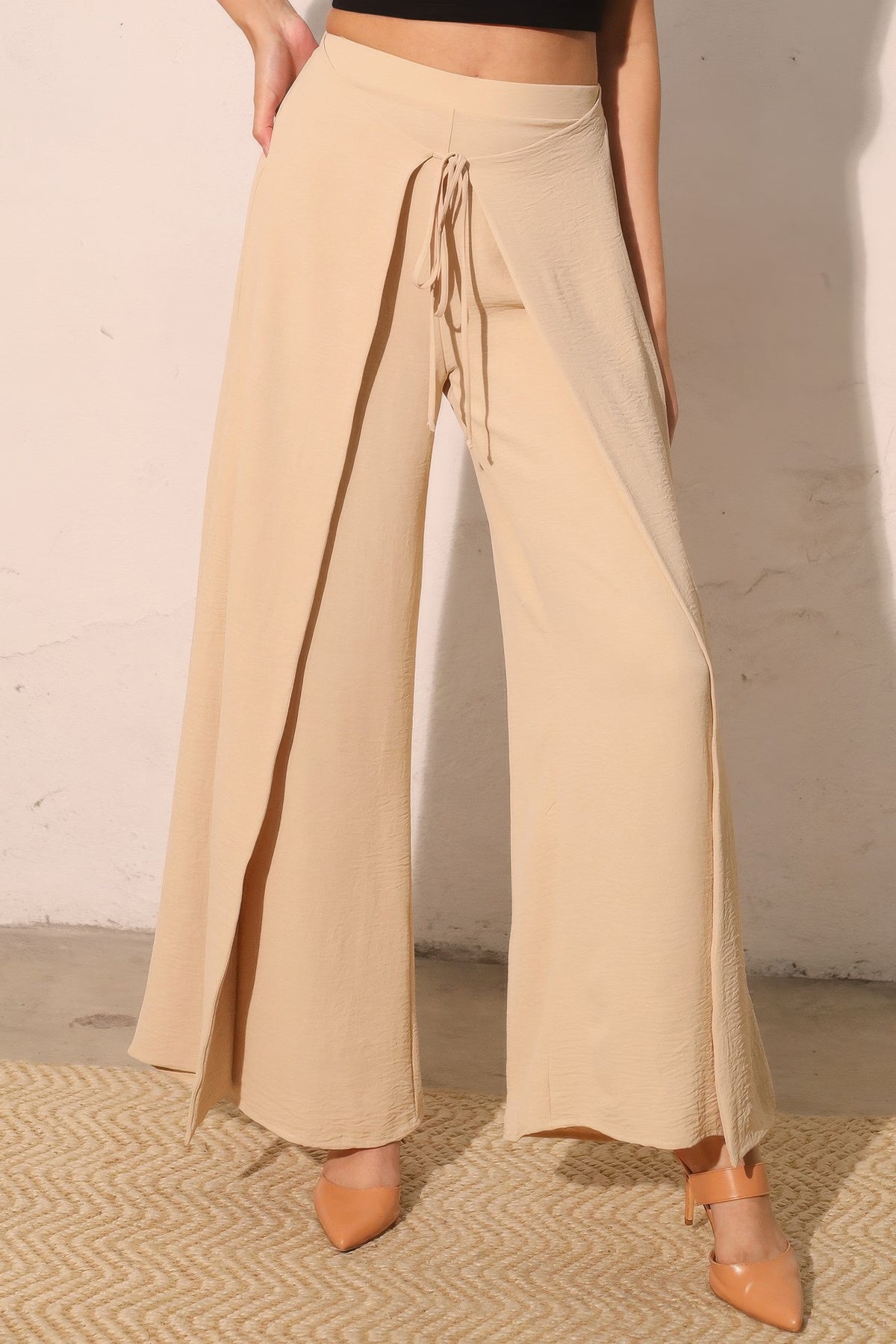 Matte Crepe Overlap Pants – AMIClubwear
