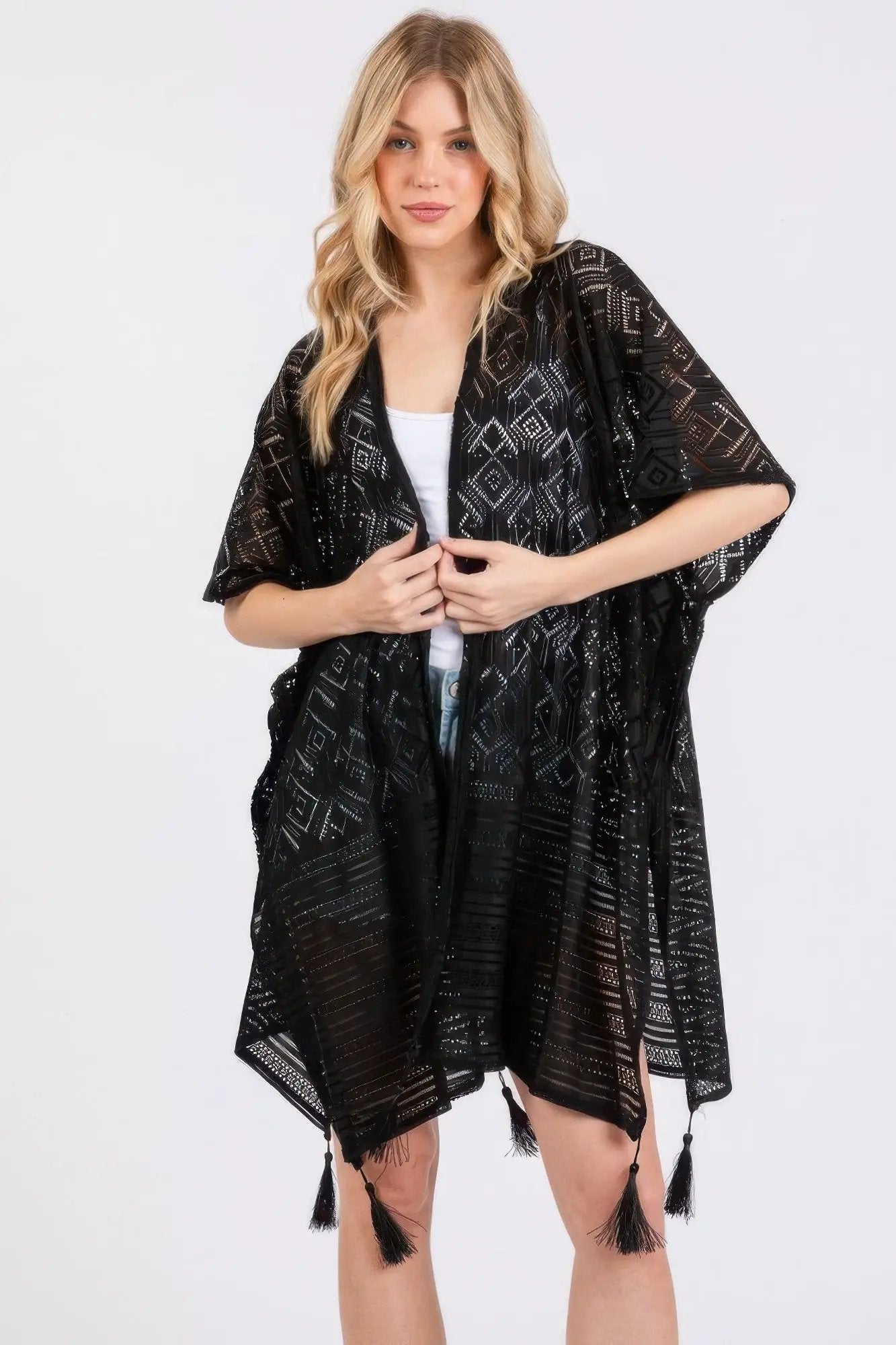 Geometric Pattern Tassel Cover Up – AMIClubwear