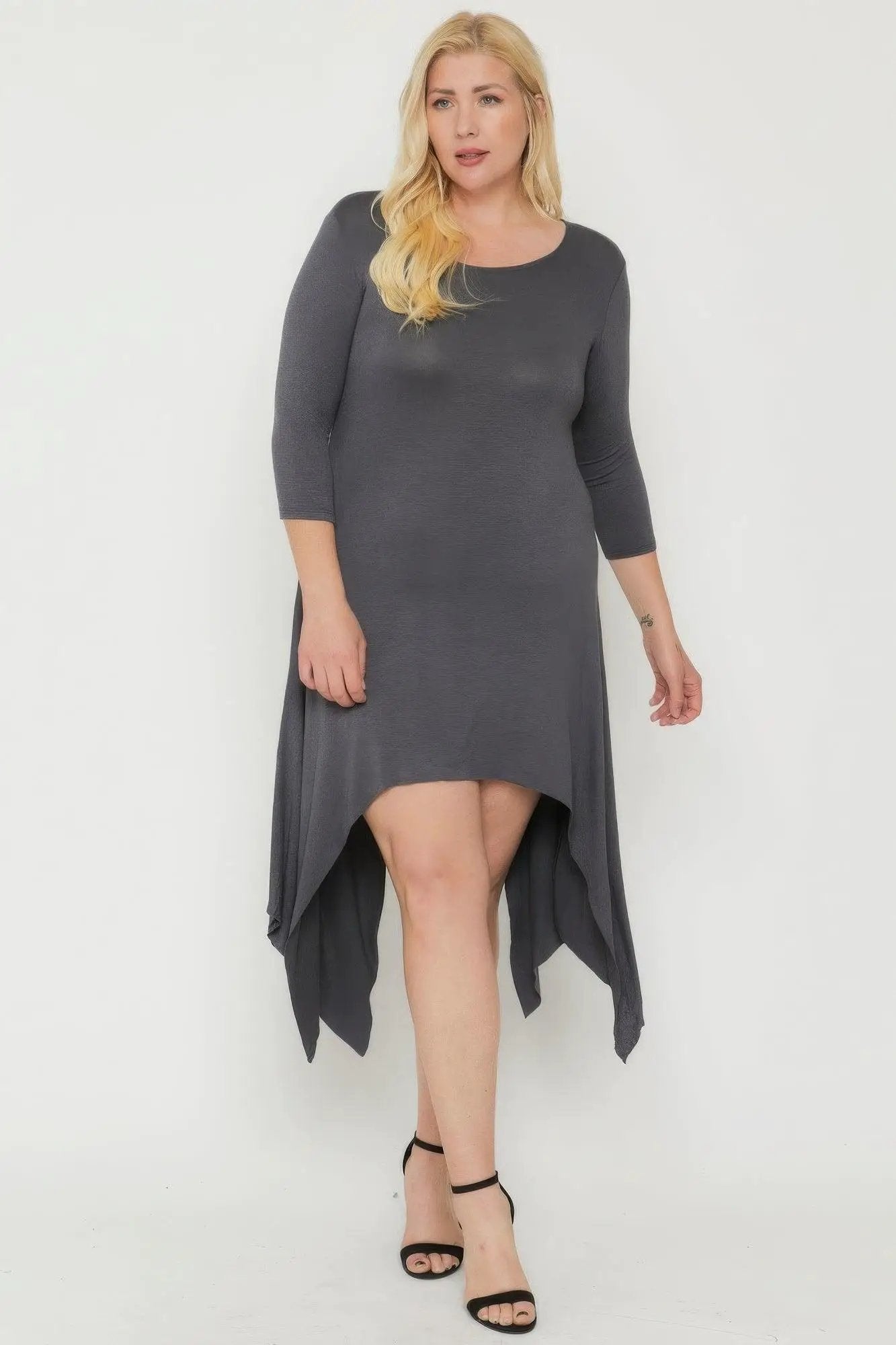 Asymmetrical Raw Edge Hem Solid Dress – AMIClubwear