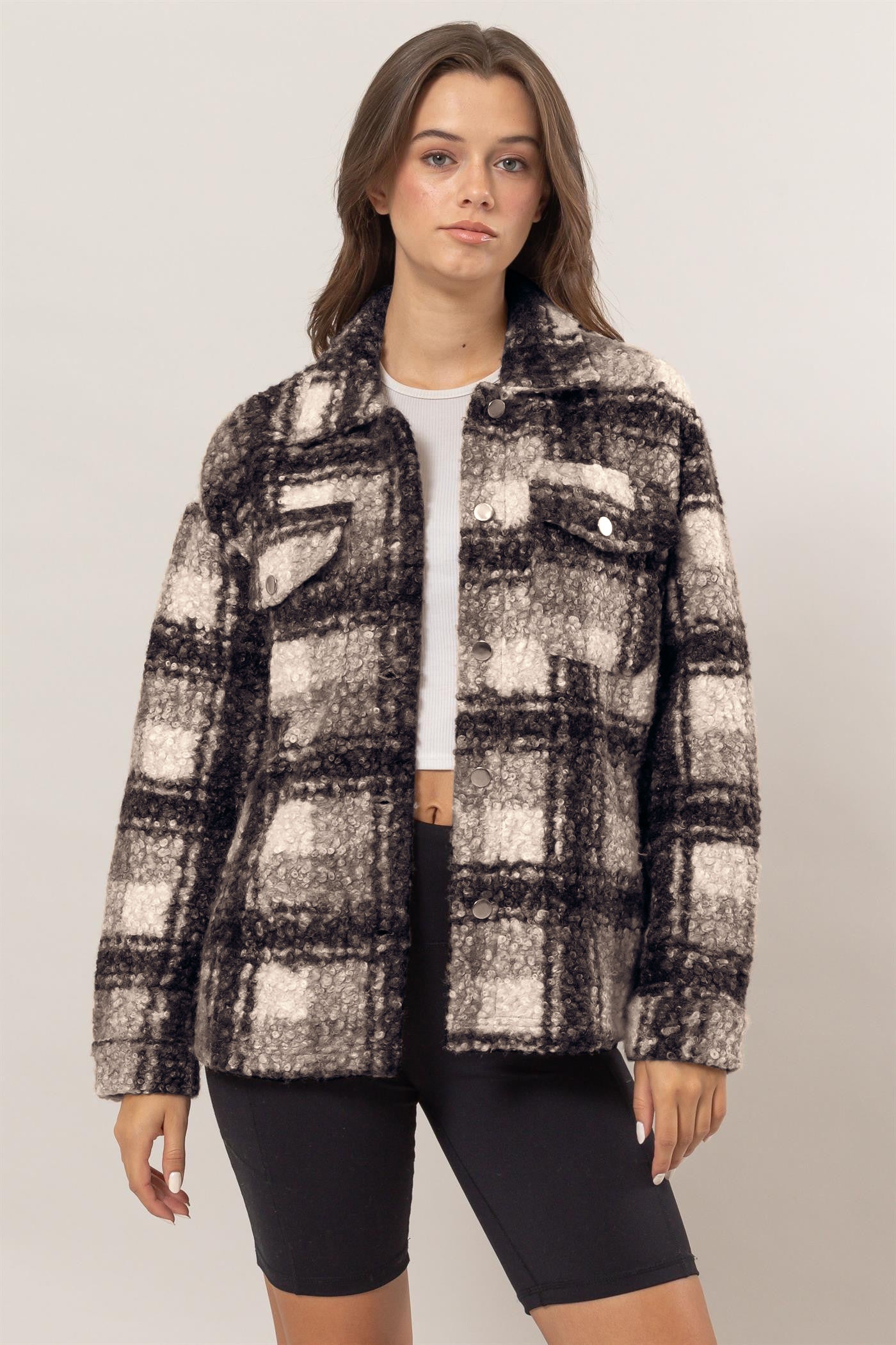 HYFVE Plaid Button Up Boucle Jacket – AMIClubwear