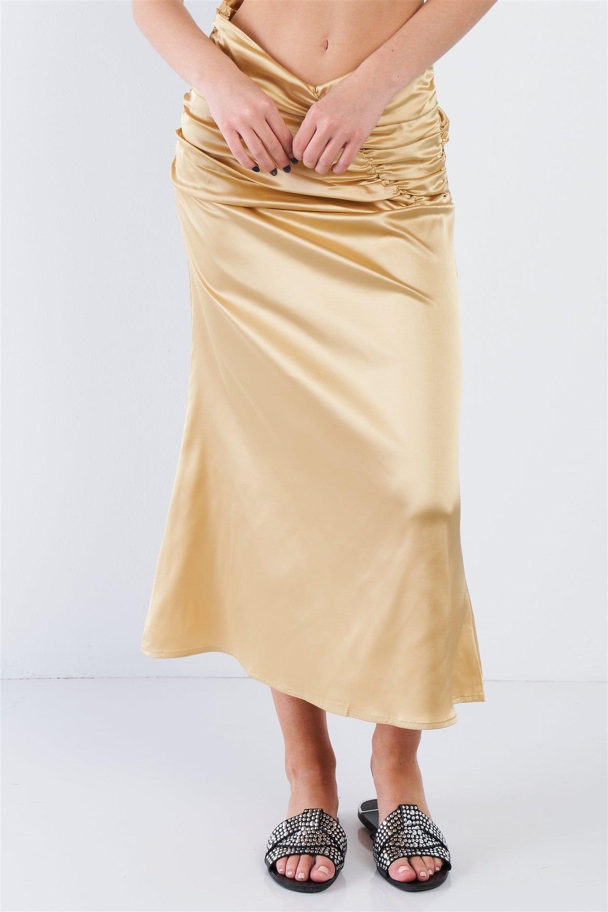 Satin Ruffle Waist Midi Skirt – AMIClubwear