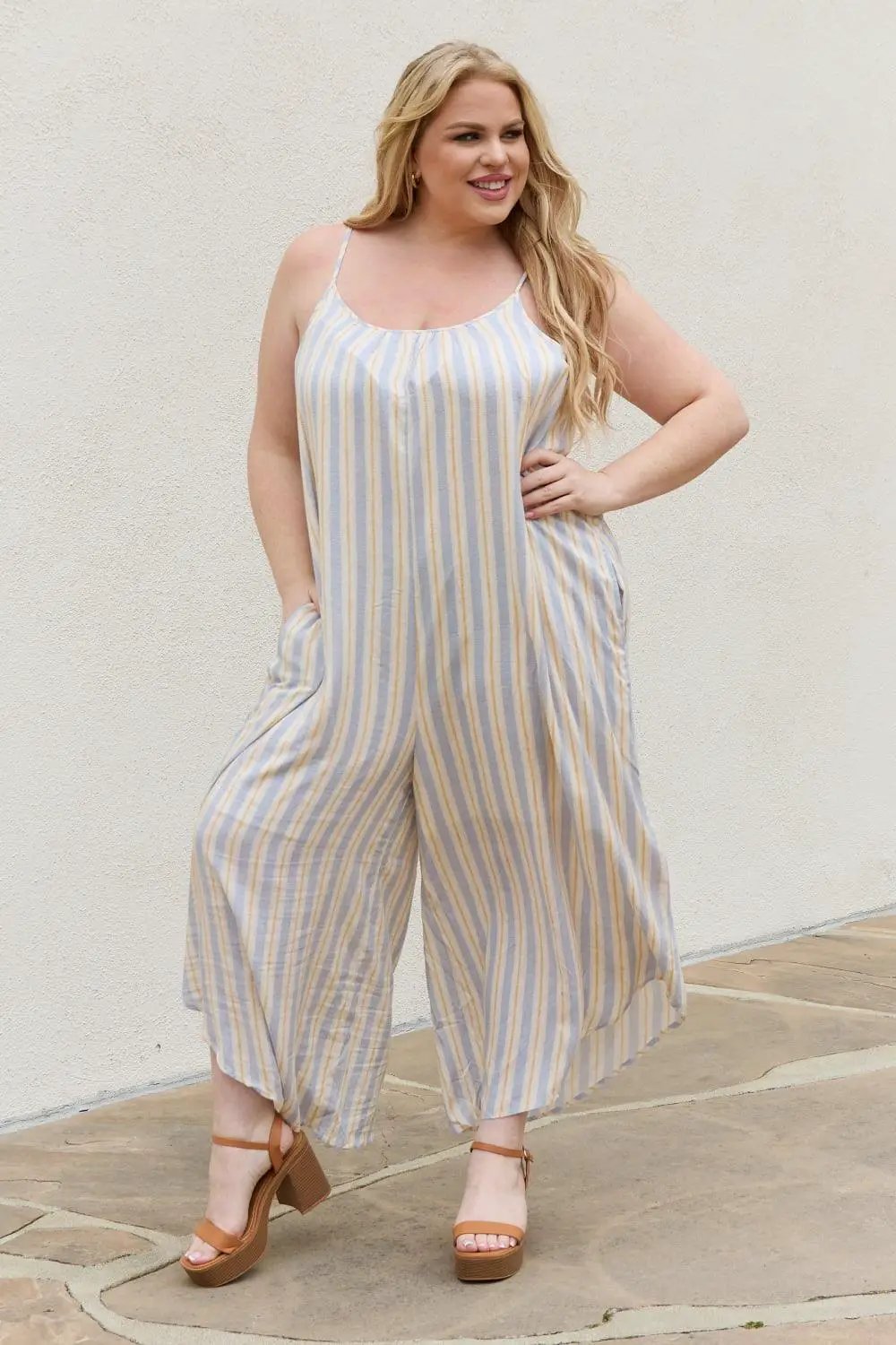 HEYSON Full Size Multi Colored Striped Jumpsuit with Pockets – AMIClubwear