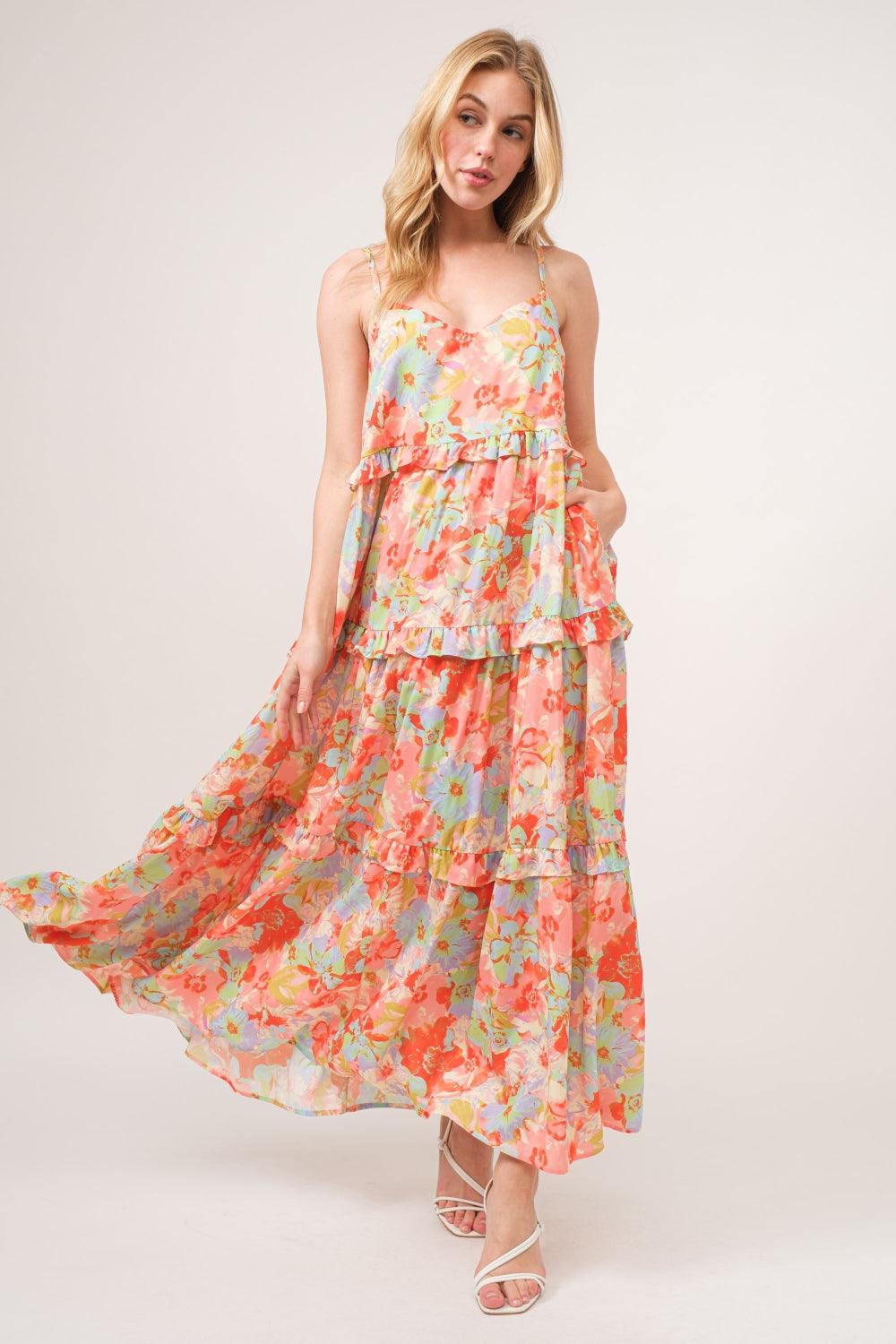 And The Why Floral Ruffled Tiered Maxi Cami Dress – AMIClubwear