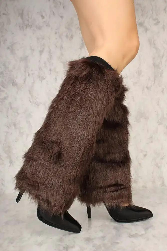 Sexy Chocolate Faux Fur Knee High Leg Warmers Costume Accessory ...